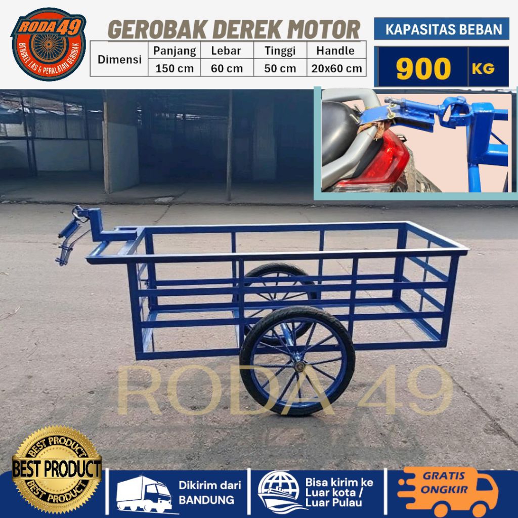 Jual Gerobak Tarik motor / crane BARROW / Gerobak derek multifungsi ...