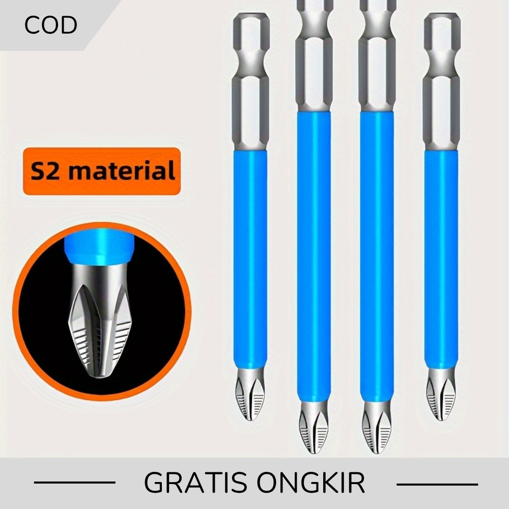 Jual 7PCS Mata bor Obeng Magnetic PH2 anti slip 25-125mm Mata Obeng Hex ...