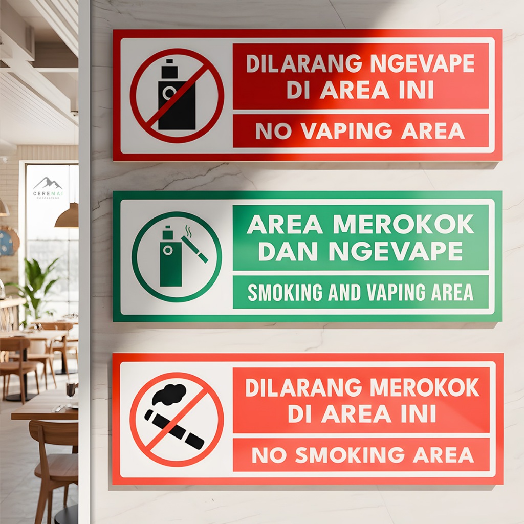 Jual Papan Tulisan Dilarang Merokok, No Smoking Area, Dilarang Vaping ...