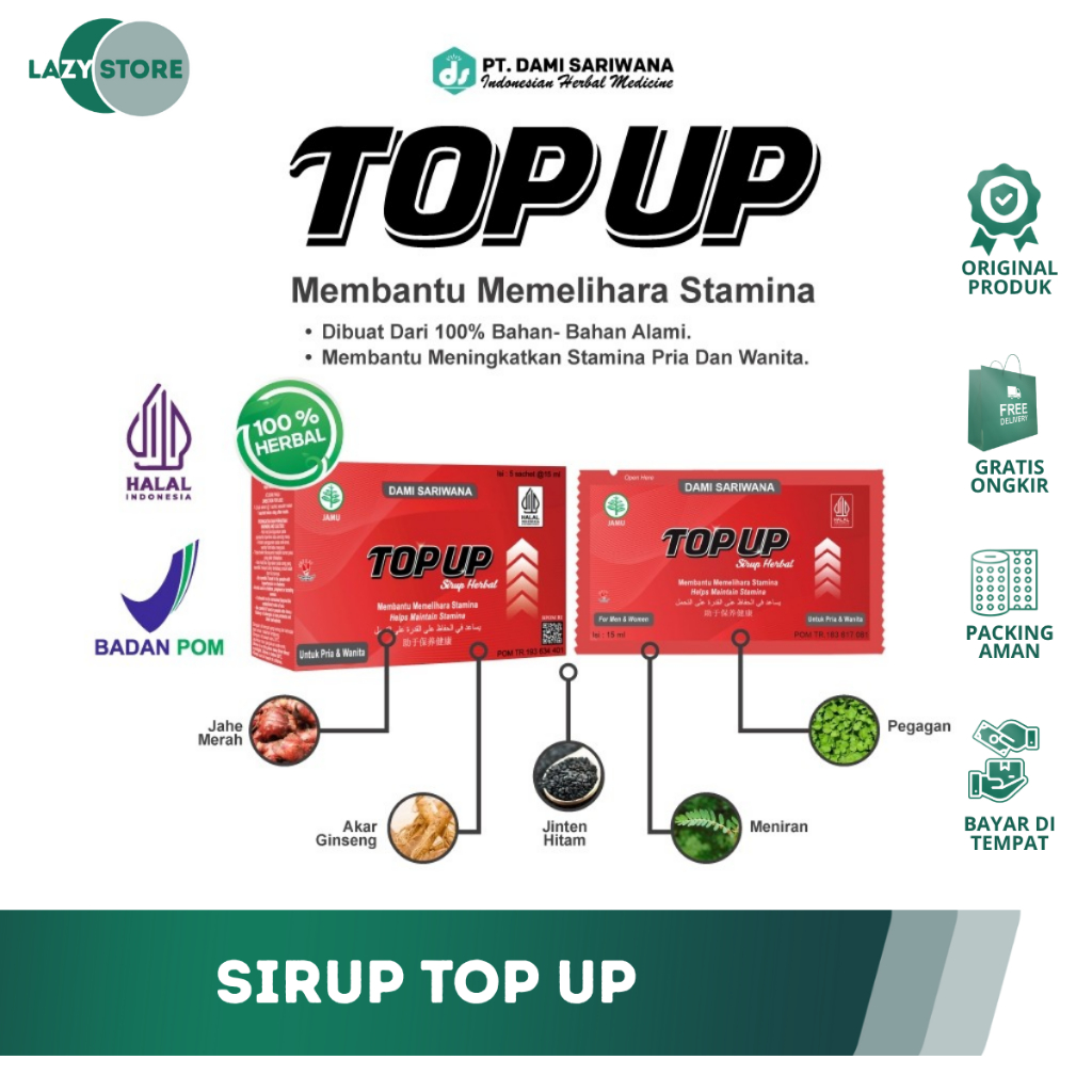 Jual TOP UP Sirup Herbal Cair 1 Box isi 5 sachet Membantu Memelihara ...