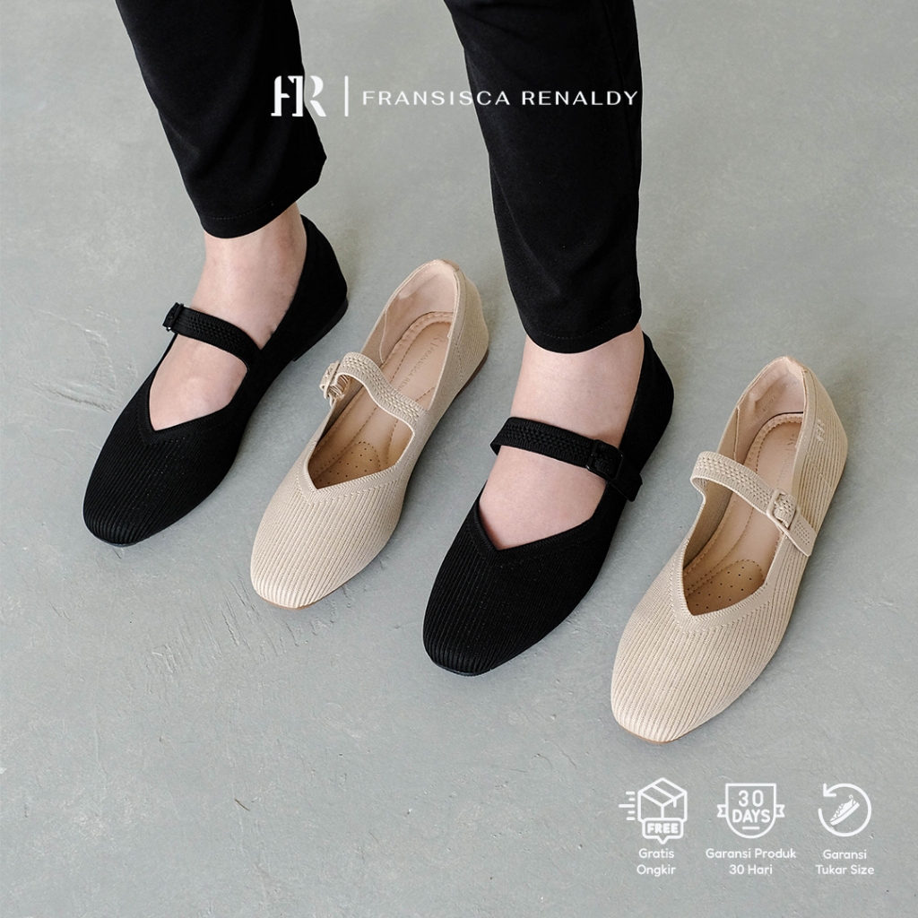 Jual Fransisca Renaldy Flatshoes Knit Mary Jane Rajut Wanita Monotone ...