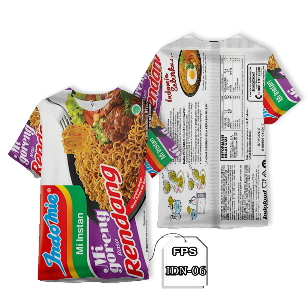 Jual Kaos INDOMIE RASA MIE GORENG RENDANG Kaos Anak dan Dewasa Printing ...