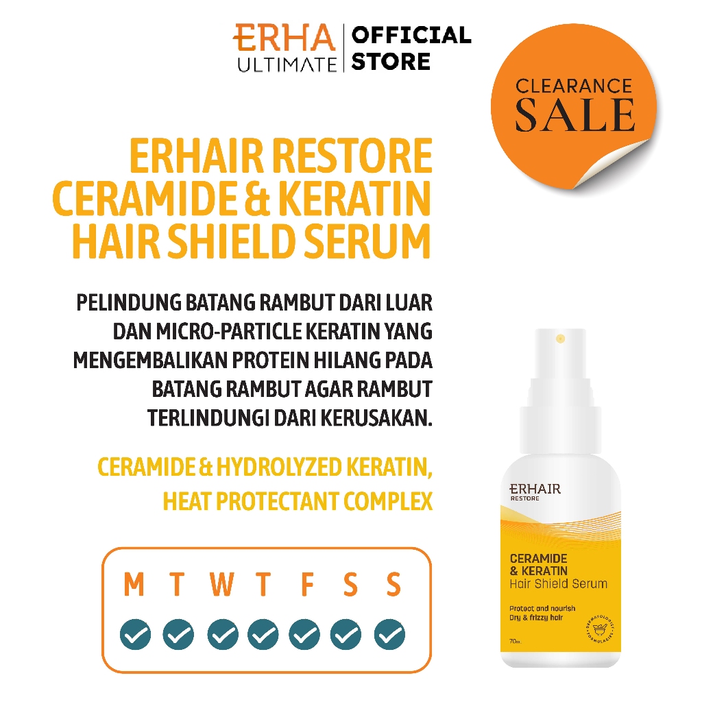 Jual ERHAIR RESTORE Ceramide & Keratin Hair Shield Serum 70 ml | Shopee ...
