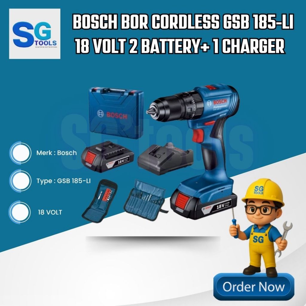 Jual Bosch Mesin Bor Cordless Impact Drill GSB 185 Li Gen-3 Bosch ...