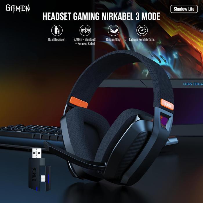Jual GAMEN Shadow Lite Black Headset Bluetooth 5.3 Gaming Wireless 3 ...