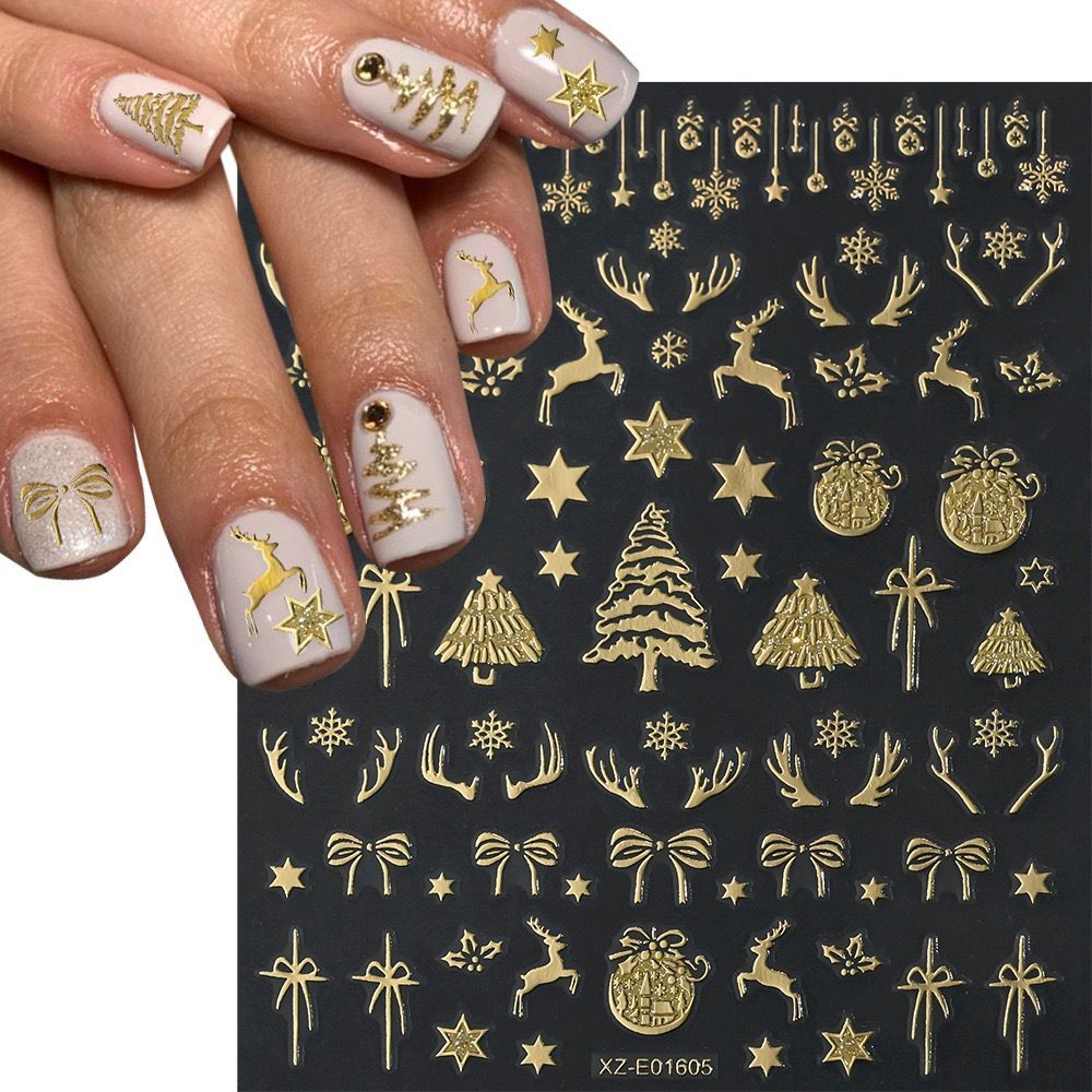 Jual Stiker Kuku Warna Golden Natal Christmas 2025 Nail Art Stiker ...