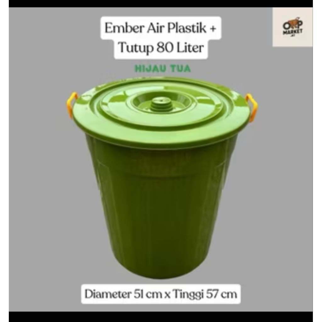 Jual Ember Plastik hijau ijo Tong Air 80 Liter Tutup Besar 80L MURAH ...