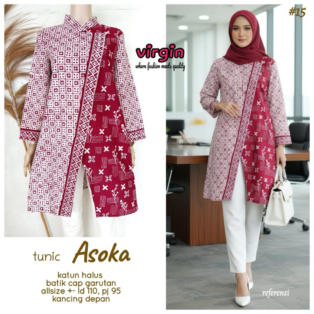 Jual Baju Tunik Atasan Batik Wanita Model Asimetris Elegan | Shopee ...