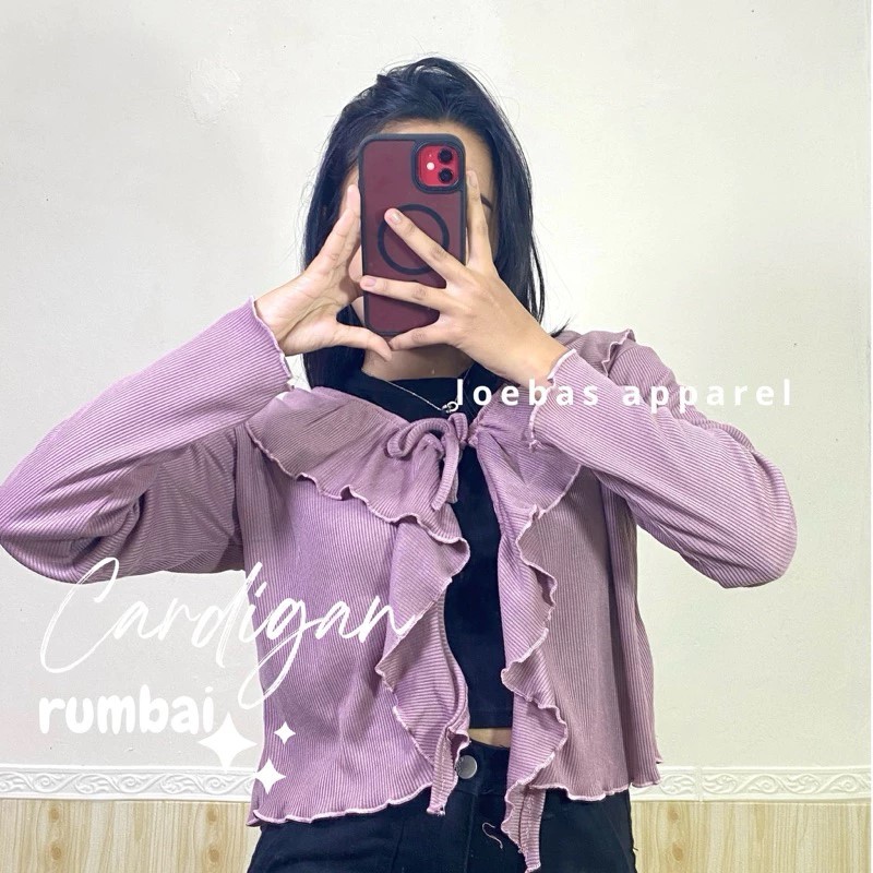 Jual Cardigan Outer Crop Top Cewek Wanita Model Rumbai Ruffle Tali Rib ...