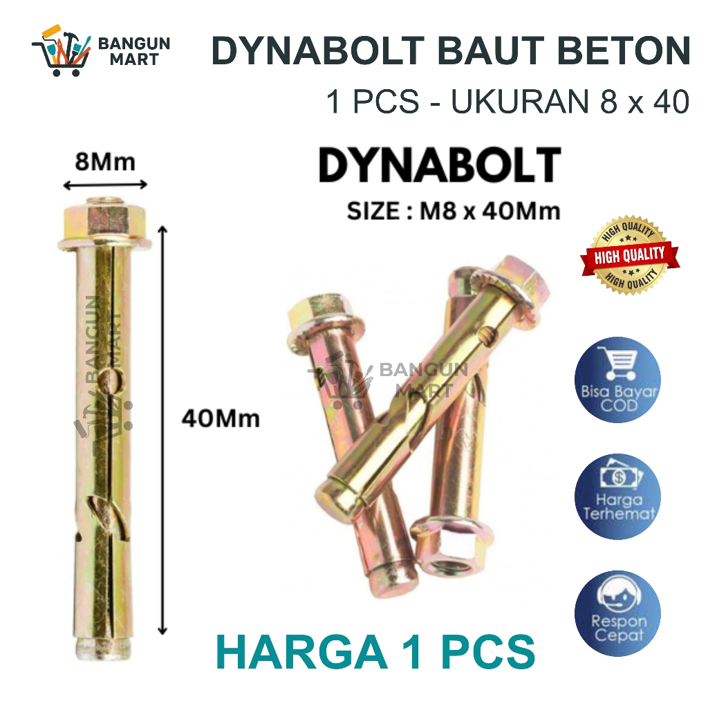 Jual Dynabolt M8 / Baut Beton / Dinabolt M8x40 / Baut Dynabolt Camel M8 ...