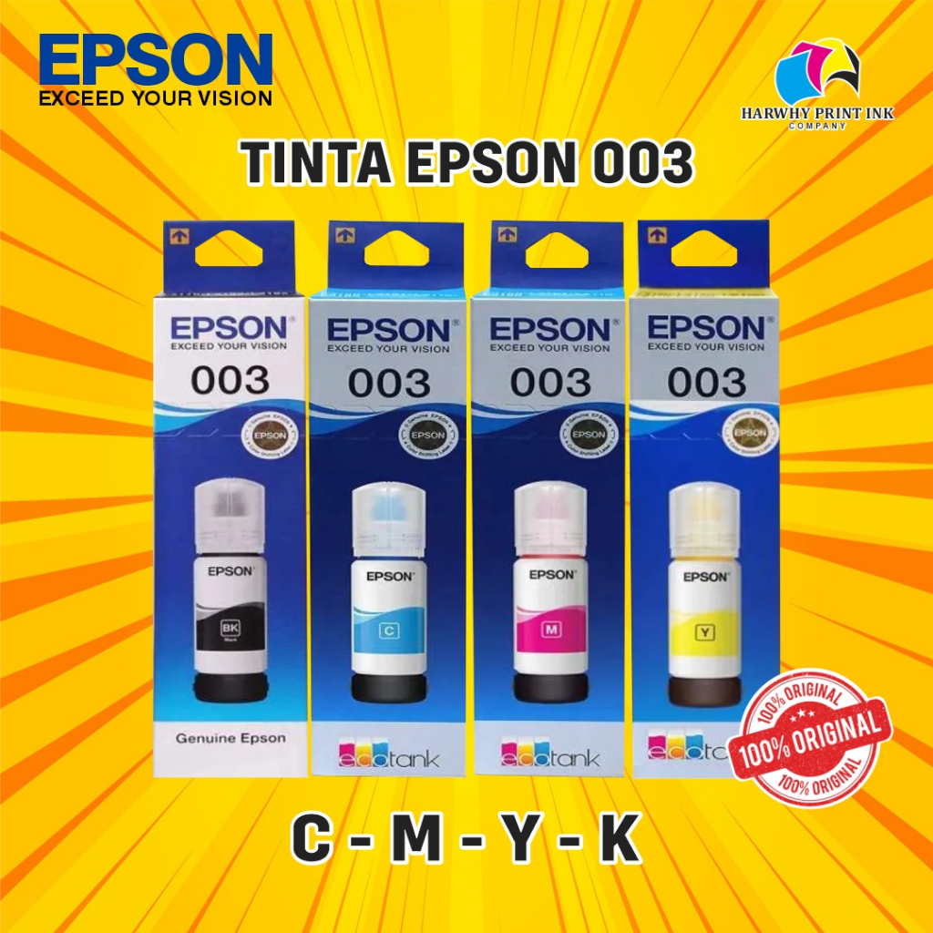 Jual 1 SET 4 PCS TINTA EPSON 003 ORIGINAL FOR PRINTER EPSON ECOTANK ...