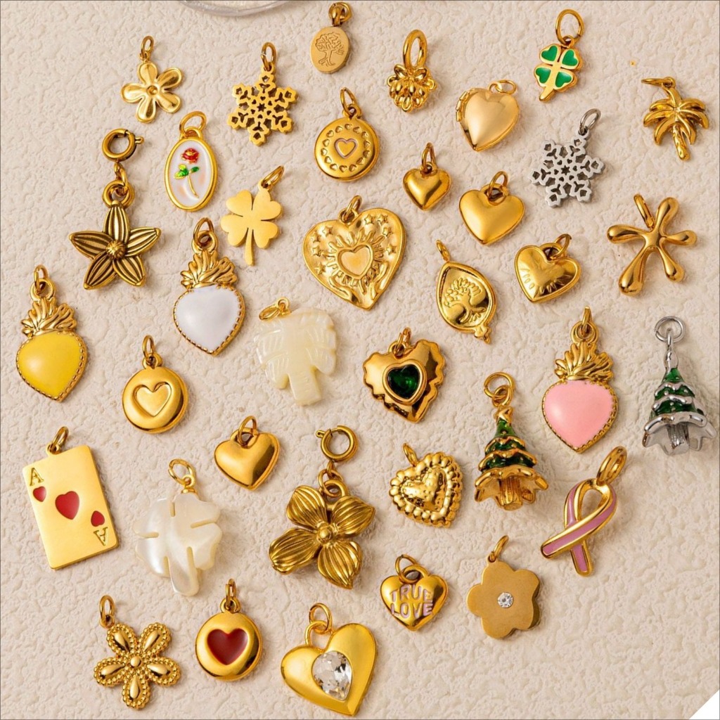 Jual Pearl stainless steel plated with 18K European and American four ...