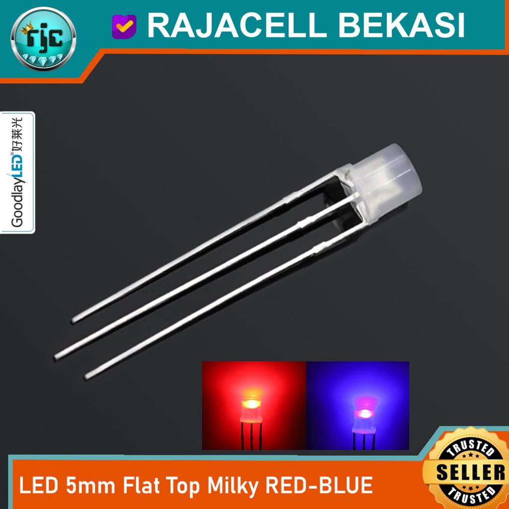 Jual LED BICOLOR 5mm Flat Top RED BLUE Common Anode 3P 2warna Merah ...