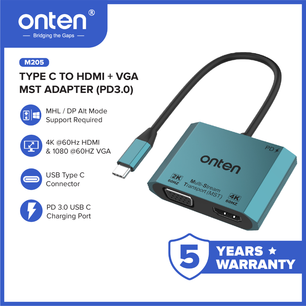 Jual Onten Converter MST Fast 2 in 1 USB Type C 4K HDMI dan 2K VGA for ...