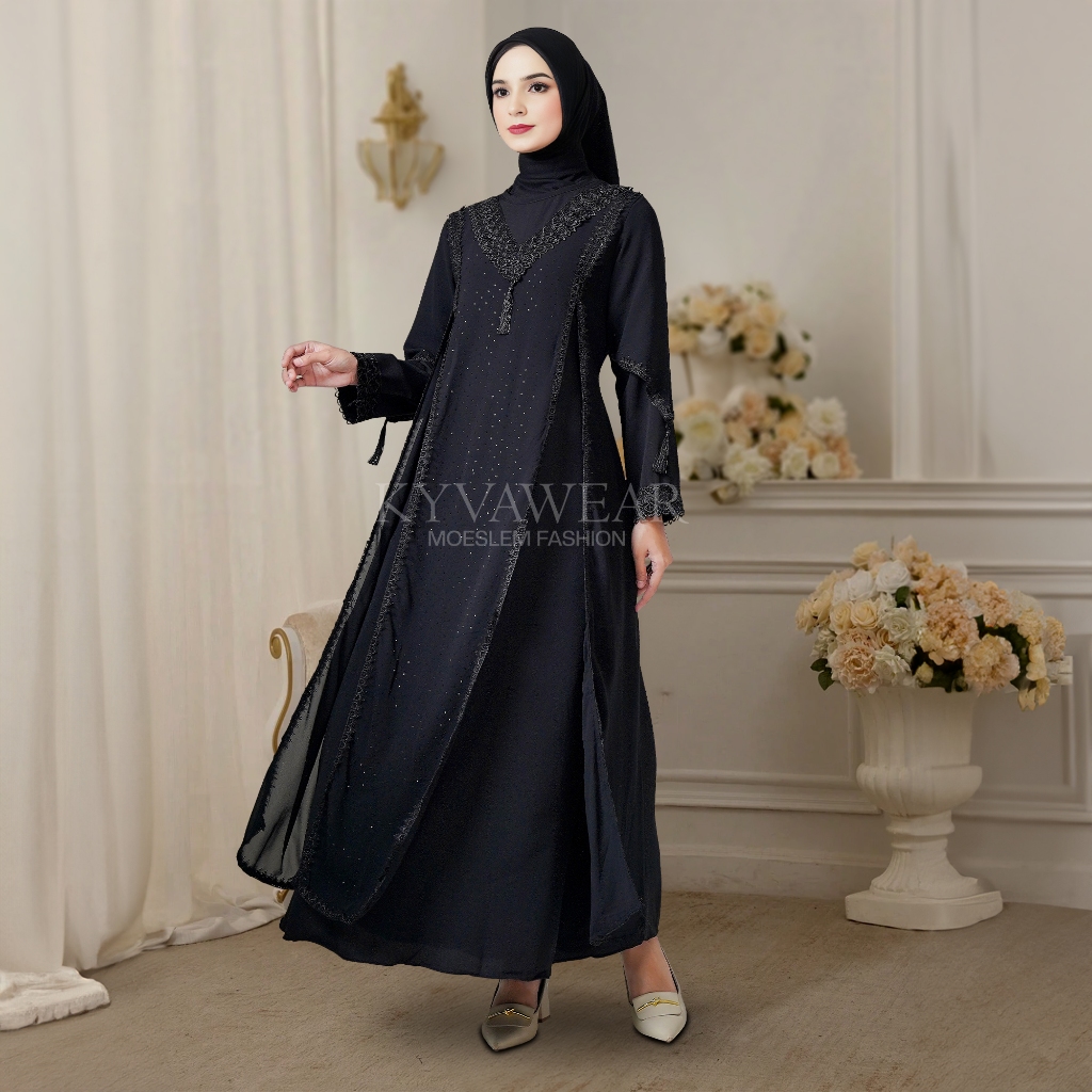 Jual KYVA GAMIS MUSLIM WANITA HITAM ABAYA RENDA HITAM TERBARU EDN 019 ...