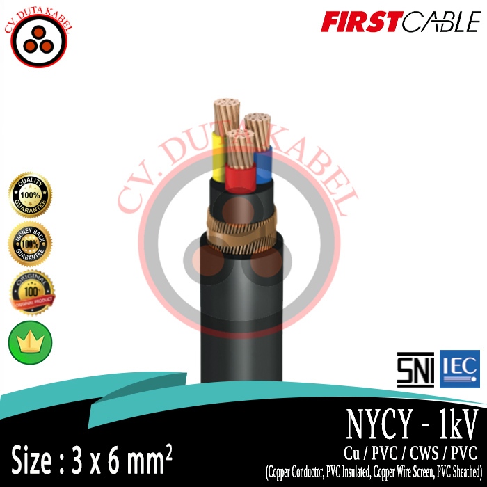 Jual Kabel NYCY 3x6 mm2 1kV MERK FIRST CABLE /3x6mm2/3 x 6 mm2/3x6 mm2 ...