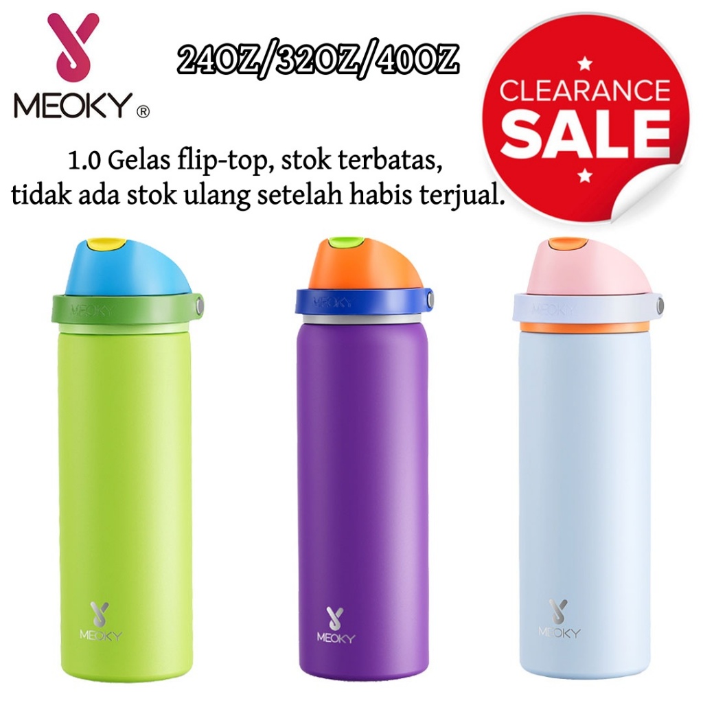Jual [Obral]Botol Air Terisolasi MEOKY 24oz/32oz/40oz dengan Sedotan 2 ...