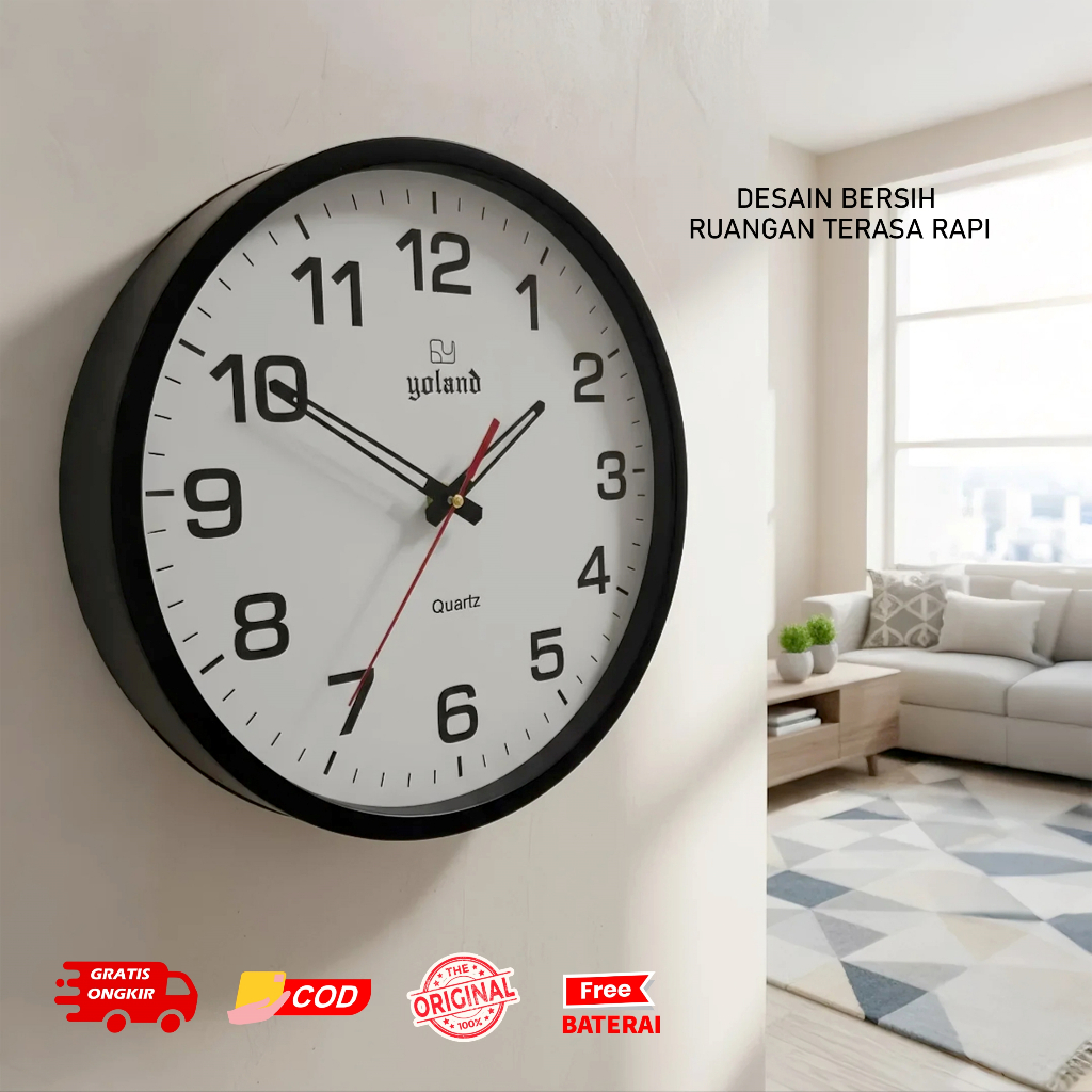 Jual Jam Dinding Polos Yoland Minimalis Hitam Putih 30cm Jam Dinding ...