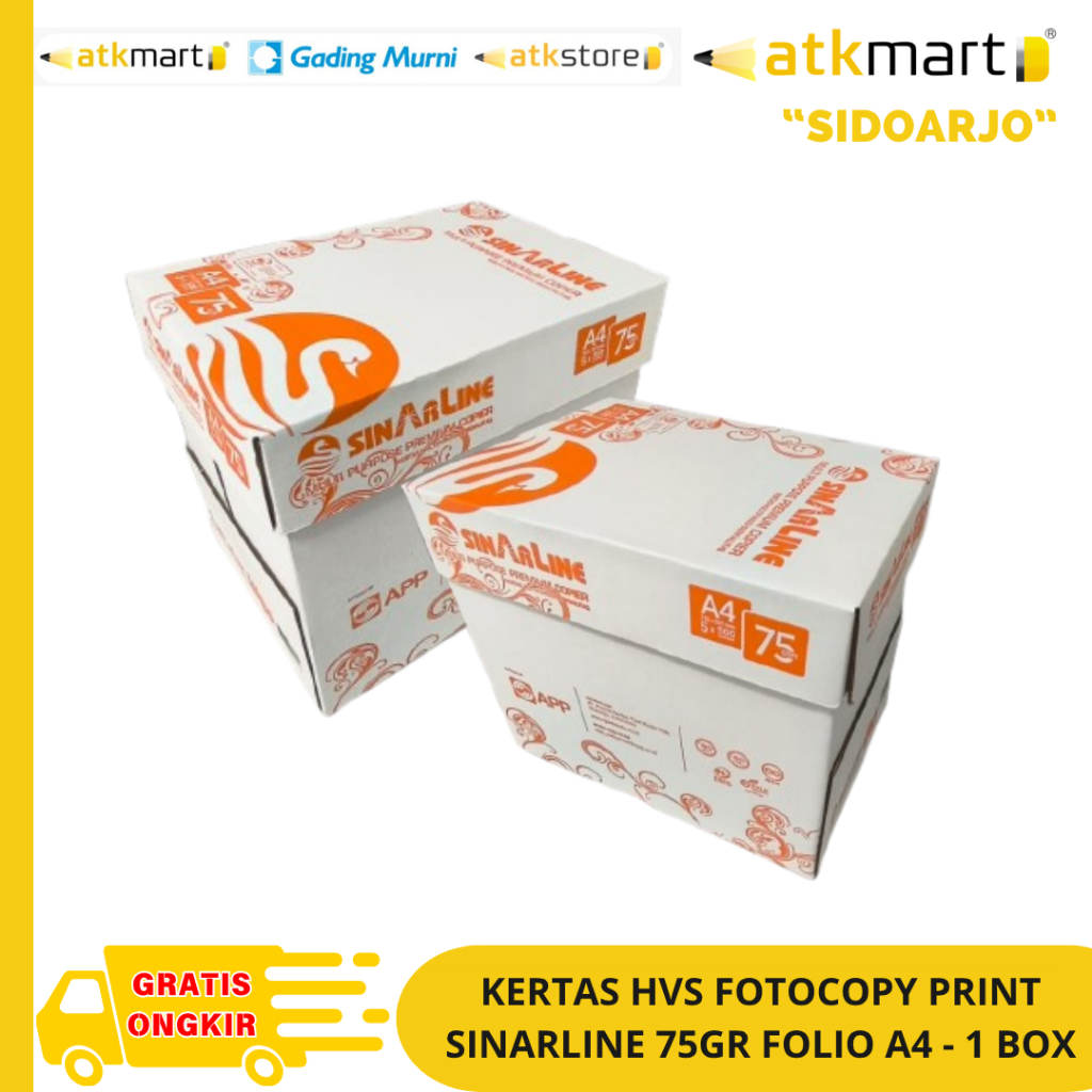 Jual KERTAS HVS PRINT SINARLINE A4 FOLIO F4 75GRAM KERTAS FOTOCOTY ...
