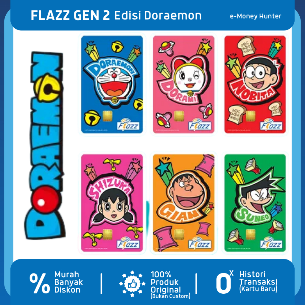 Jual DORAEMON Flazz BCA Gen 2 Nobita Shizuka Suneo Gian Sizuka Dorami ...