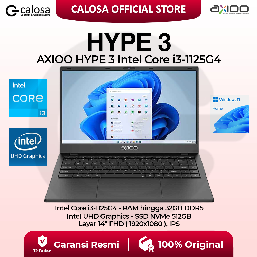 Jual Axioo Intel Core i3 1125G4 16GB / 8GB RAM | 512GB / 256GB SSD Hype ...