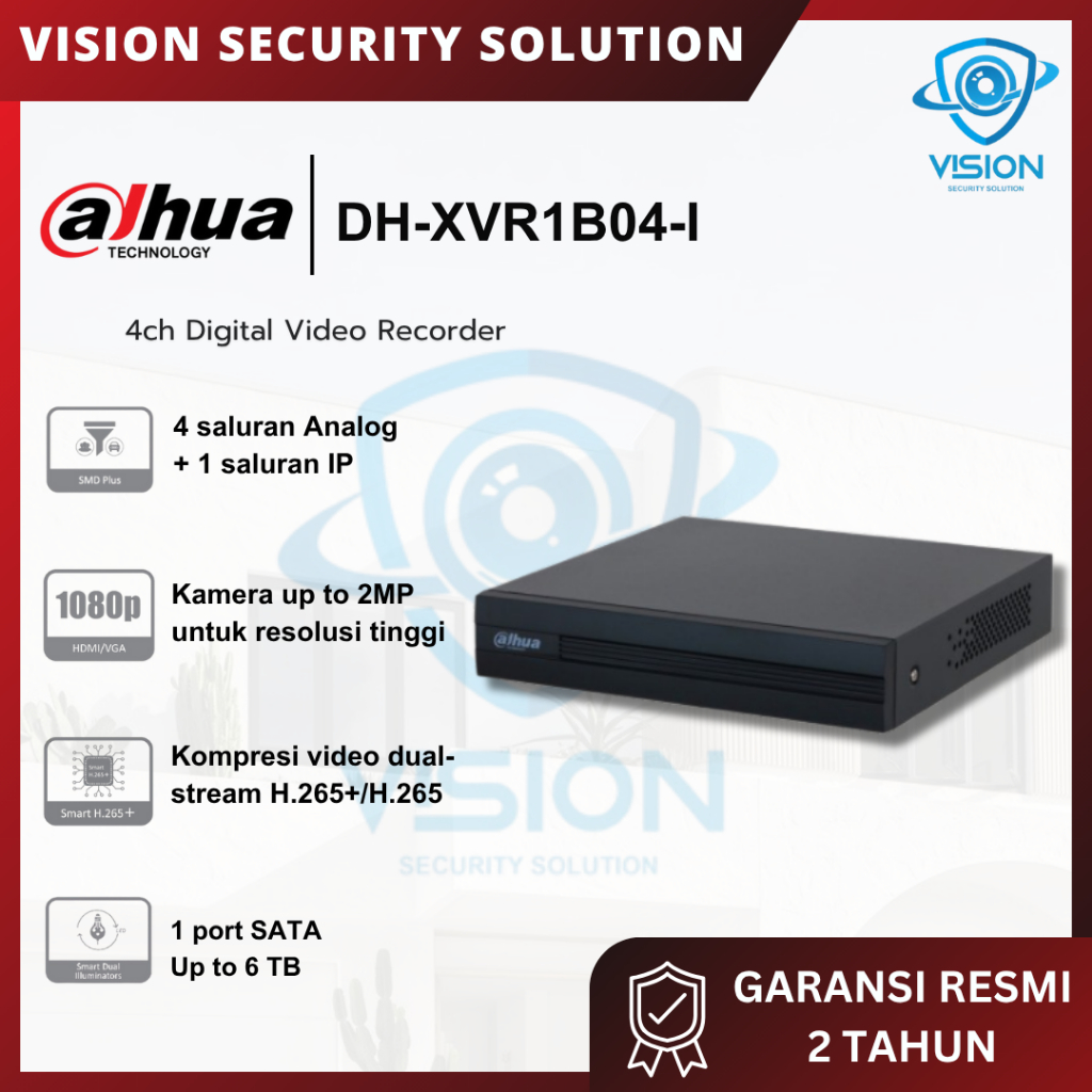 Jual Dahua XVR1B04-I DVR Cooper WizSense 4CH 2MP 1 SATA H.265 Penta ...