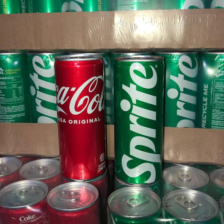 Jual Cola cola kaleng original 250ml / fanta kaleng / sprite kaleng ...