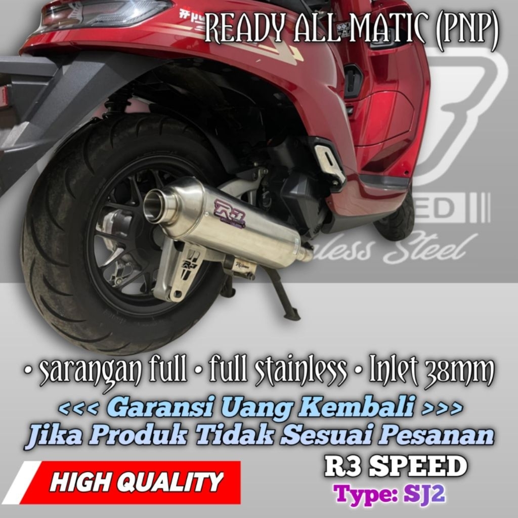 Jual knalpot original R3 Speed full stainless PNP all matic NMAX aerox ...