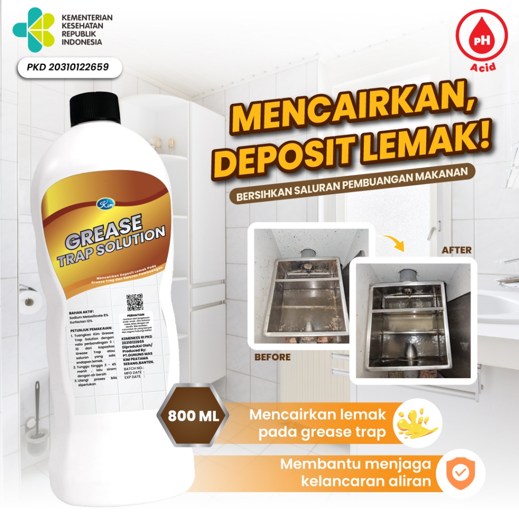 Jual KIM PembersihSaluranPembuangan 800ML Grease Trap Solution Cleaner ...