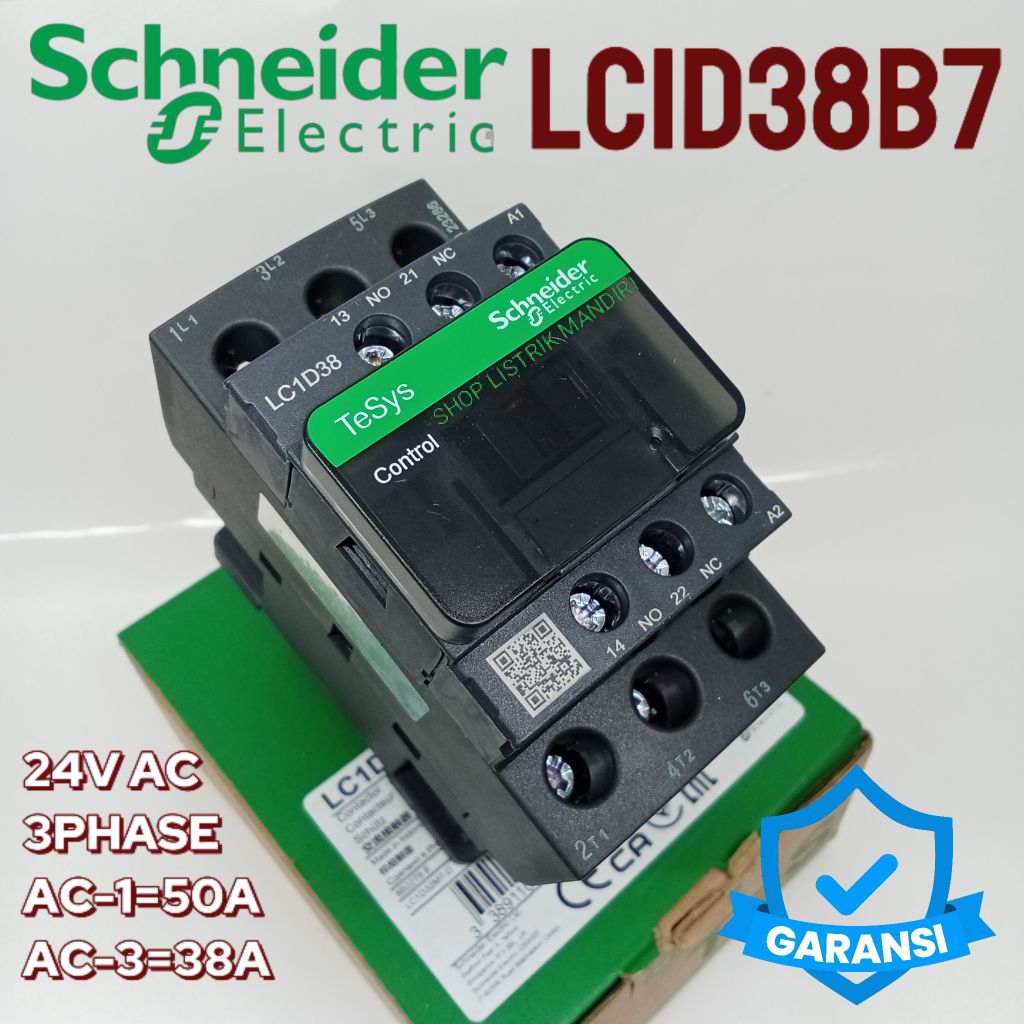 Jual contactor Schneider lc1d38b7/lc1d38 b7 24vac 3phase 50a | Shopee ...