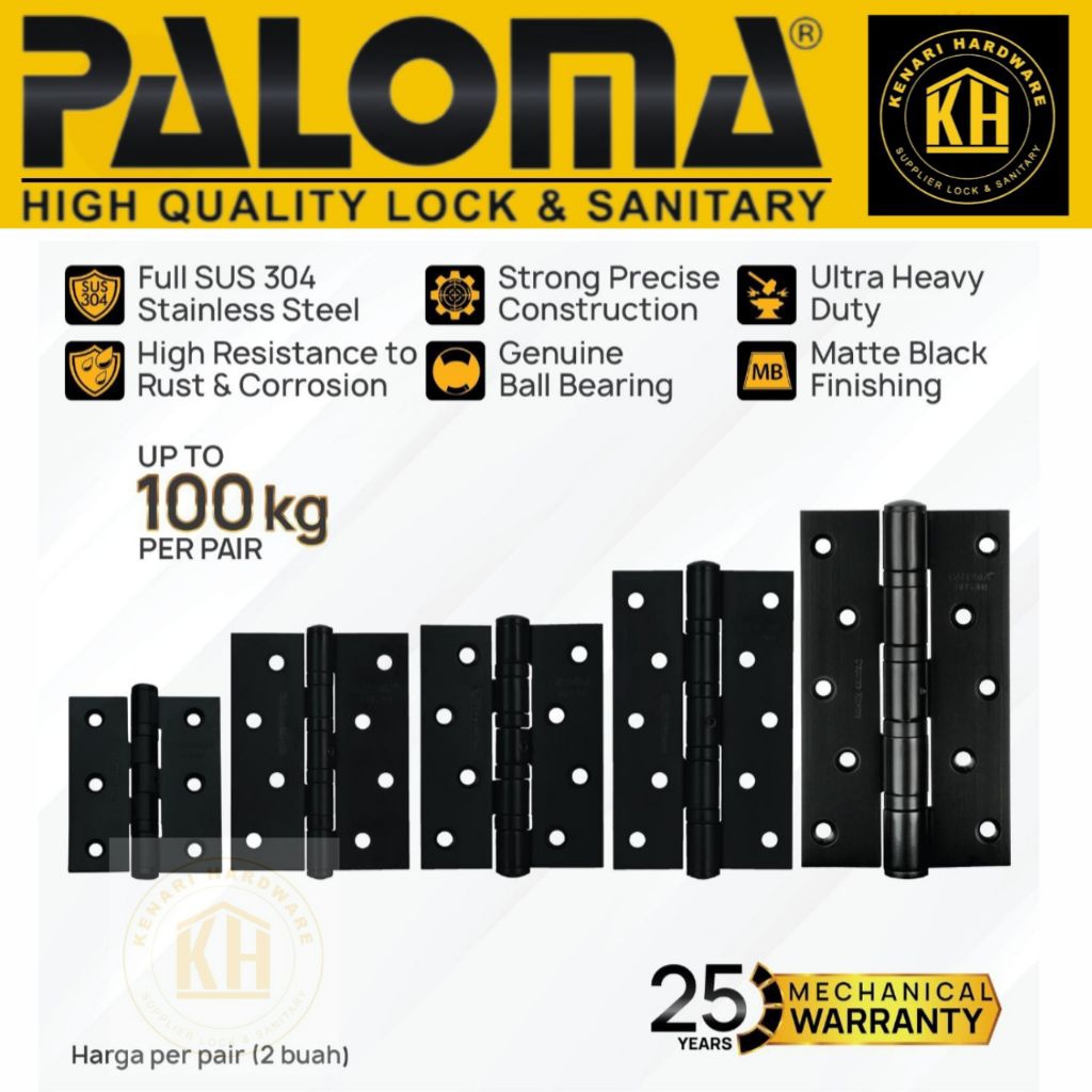 Jual PALOMA Engsel Pintu Jendela Hinge Kupu Butt Plat Kayu Aluminuim ...