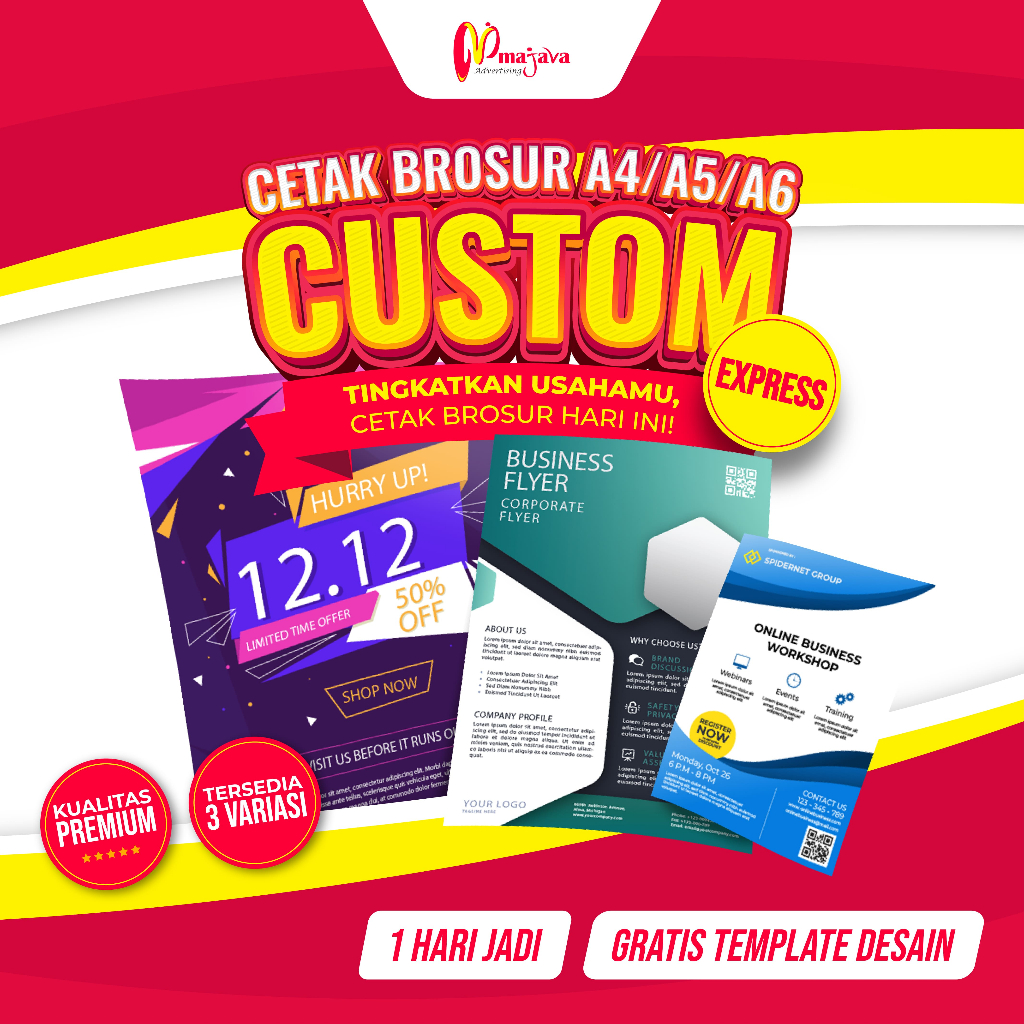 Jual [Express] Cetak Brosur Custom - Free Template Desain Leaflet ...