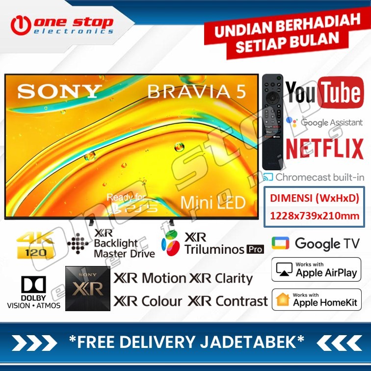 Jual SONY BRAVIA 5 K-55XR50 Mini LED 4K Ultra HD HDR Smart Google TV 55 ...