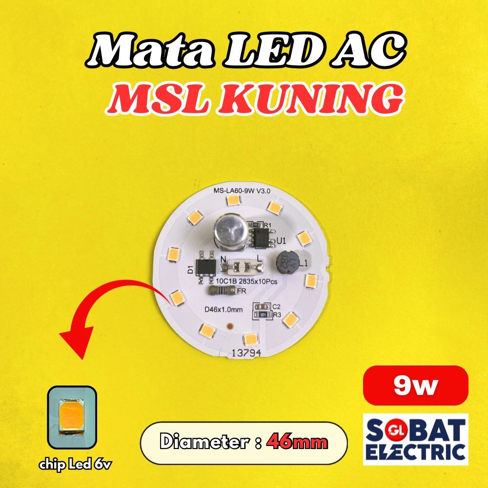 Jual PCB AC Lampu LED Kuning MSL - Mata LED AC Langsung Tanpa Driver ...