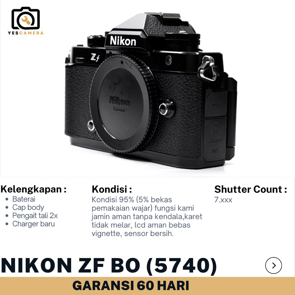 Jual Nikon ZF Body Only (Bekas) - 24.5MP, Video 4K60fps, Full Frame ...