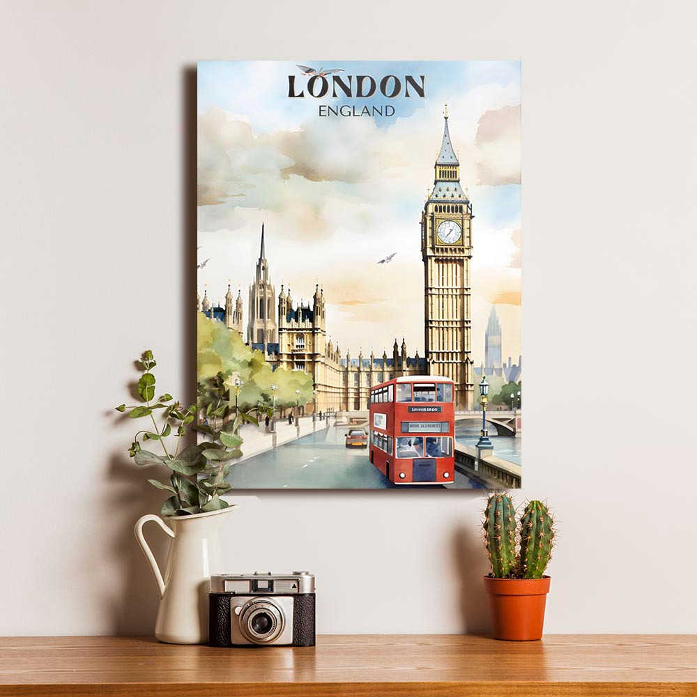 Jual Poster London England Vintage Frame Kayu Retro Dekorasi Dinding ...