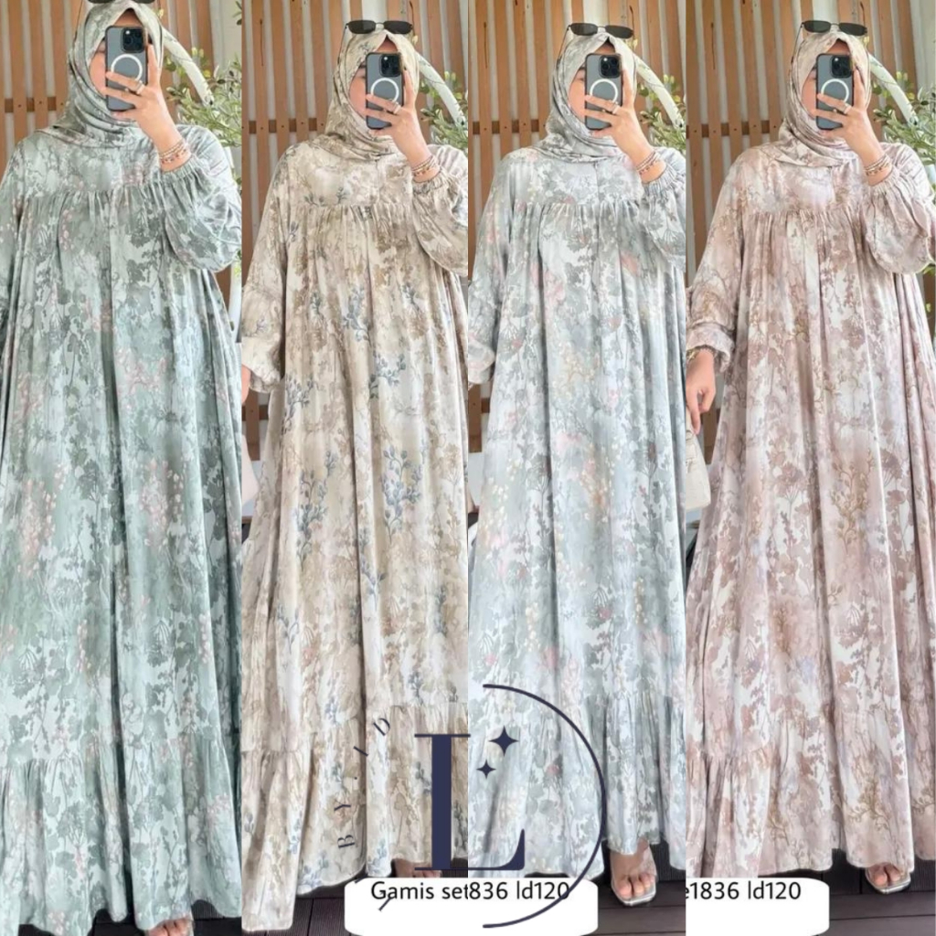 Jual DRESS SET HIJAB BUNGA ISYANA TERBARU GAMIS SET HIJAB VIRAL DRESS ...