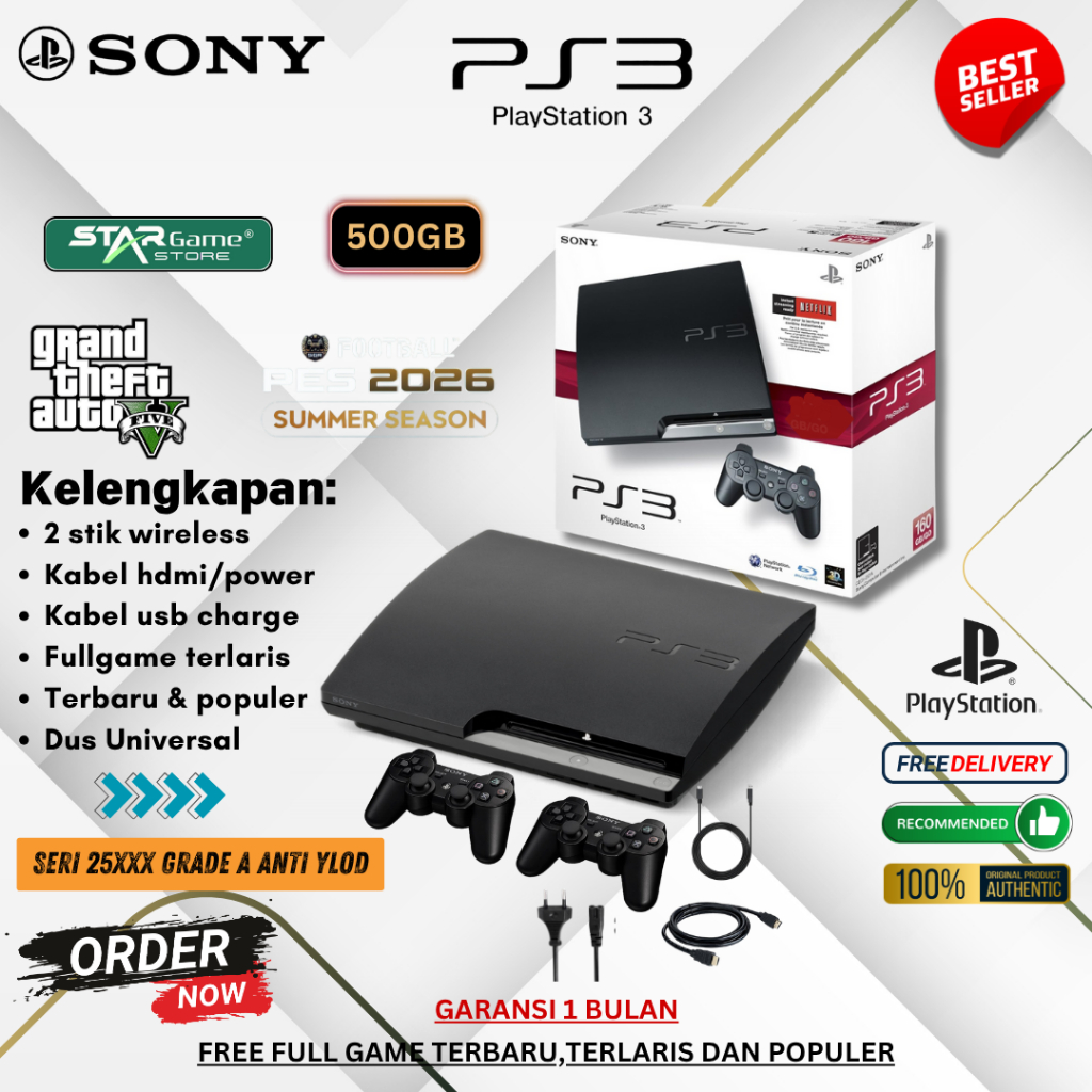 Jual Ps3 Playstation 3 Slim Cfw Seri 25 Hdd 500gb Segel Void Japan ...