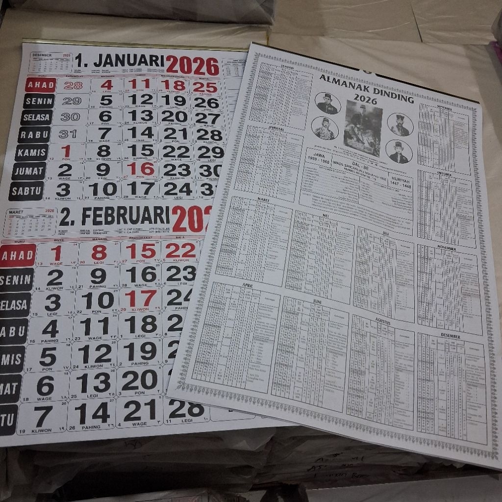 Jual KALENDER ALMANAK th 2026 UKURAN 32 cm 2 BULANAN 6 LEMBAR | Shopee ...