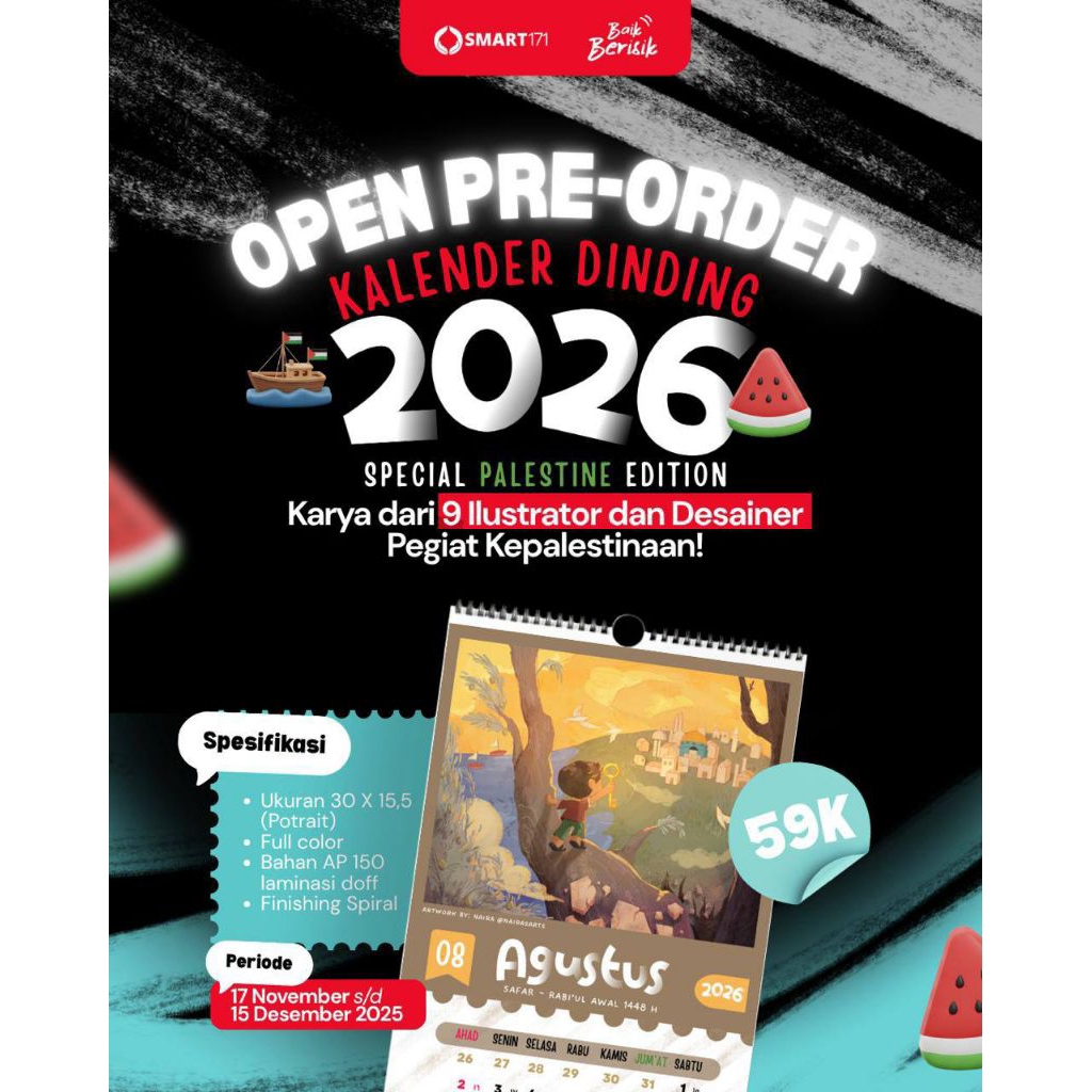 Jual OPEN PRE-ORDER! Kalender Dinding 2026 – Palestine Special Edition ...