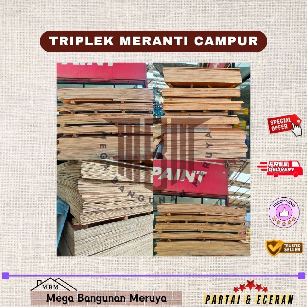 Jual Triplek Multiplek Plywood Meranti Campur 3mm.4mm.6mm.8mm.12mm.15mm ...