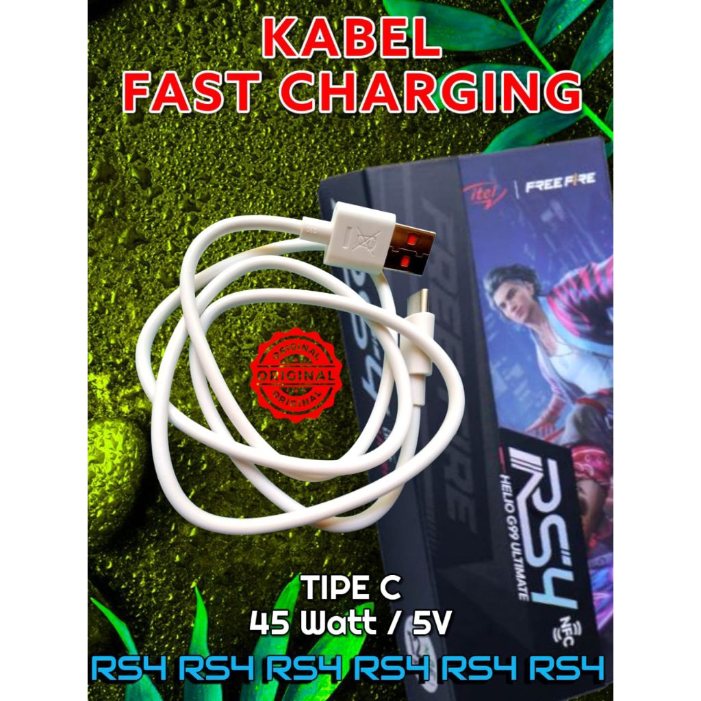 Jual Kabel Fast Charging ITEL RS4 TIPE C 45 Watt , Original Bawaan ITEL ...