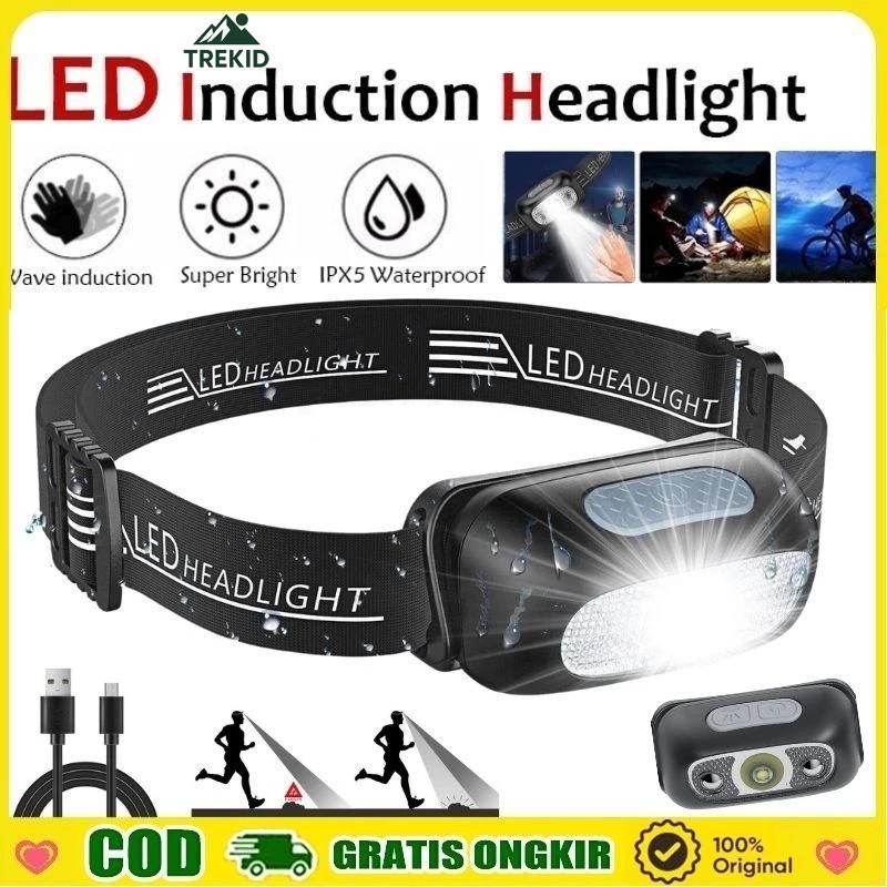Jual [COD] Headlamp IRCO Outdoor Waterproof USB – Senter Kepala LED ...