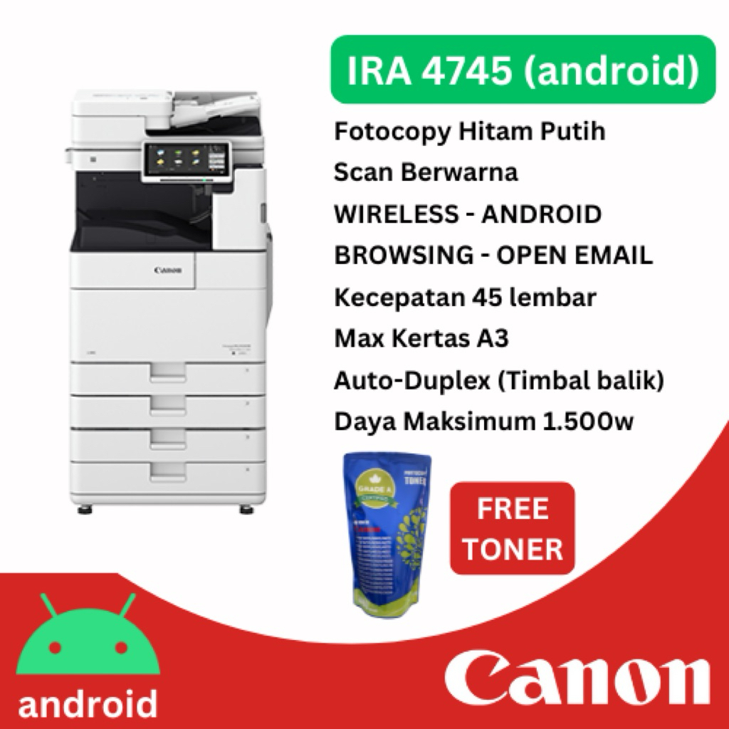 Jual Canon iRA DX 4745 (ANDROID) - Mesin Fotocopy Rekondisi Eropa 98% ...