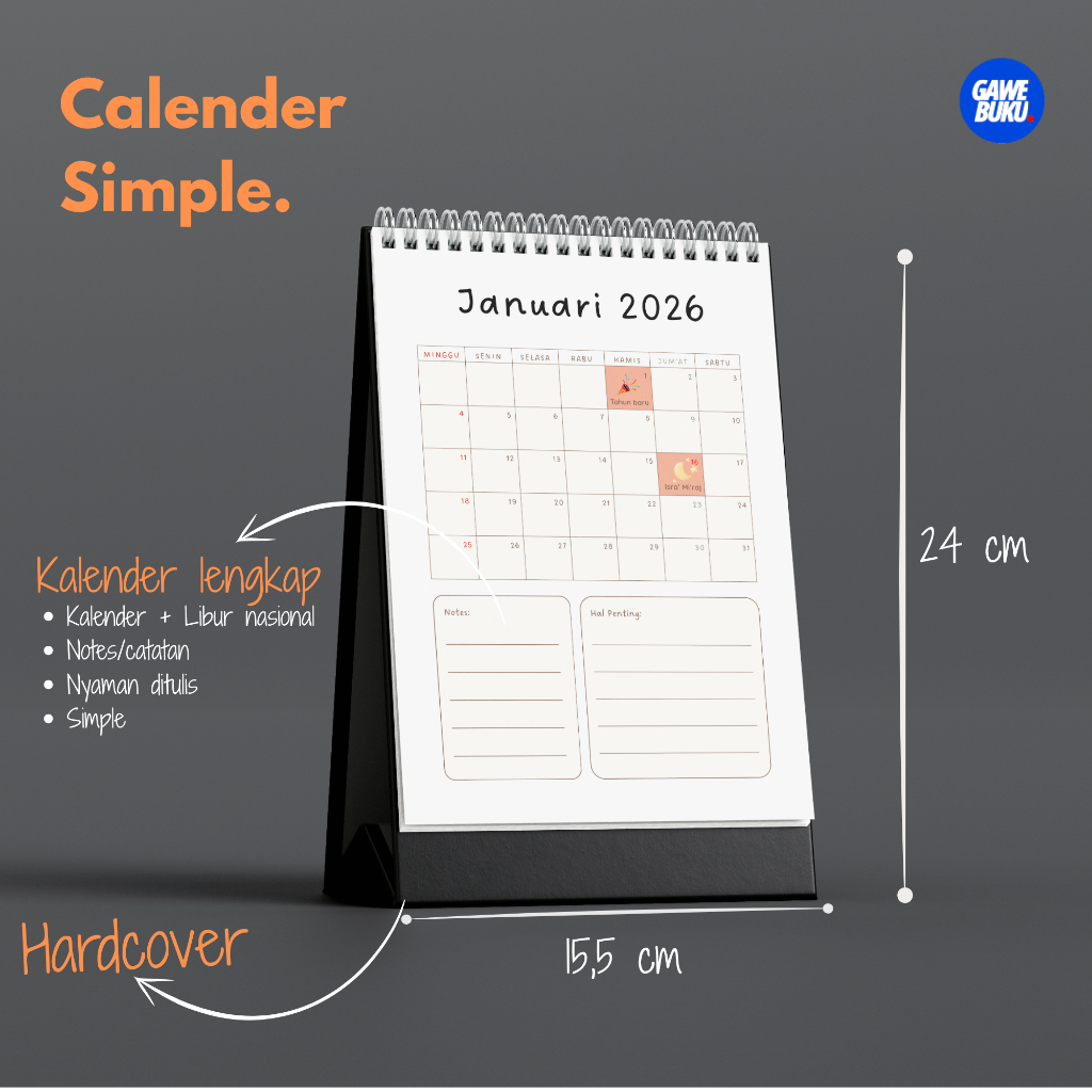Jual Kalender Meja Lengkap 2026 Potrait Simple Cute Aesthetic (kacu 4 ...
