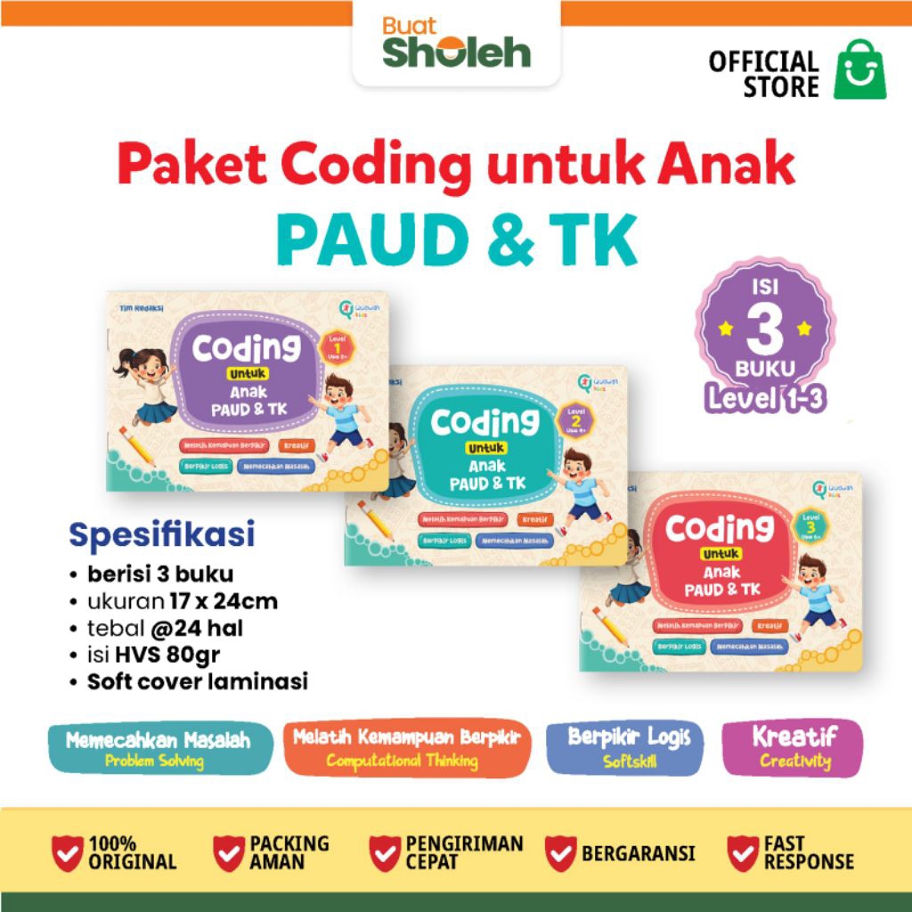Jual Paket Coding untuk Anak Paud dan Tk || 3 Buku Coding untuk Anak ...