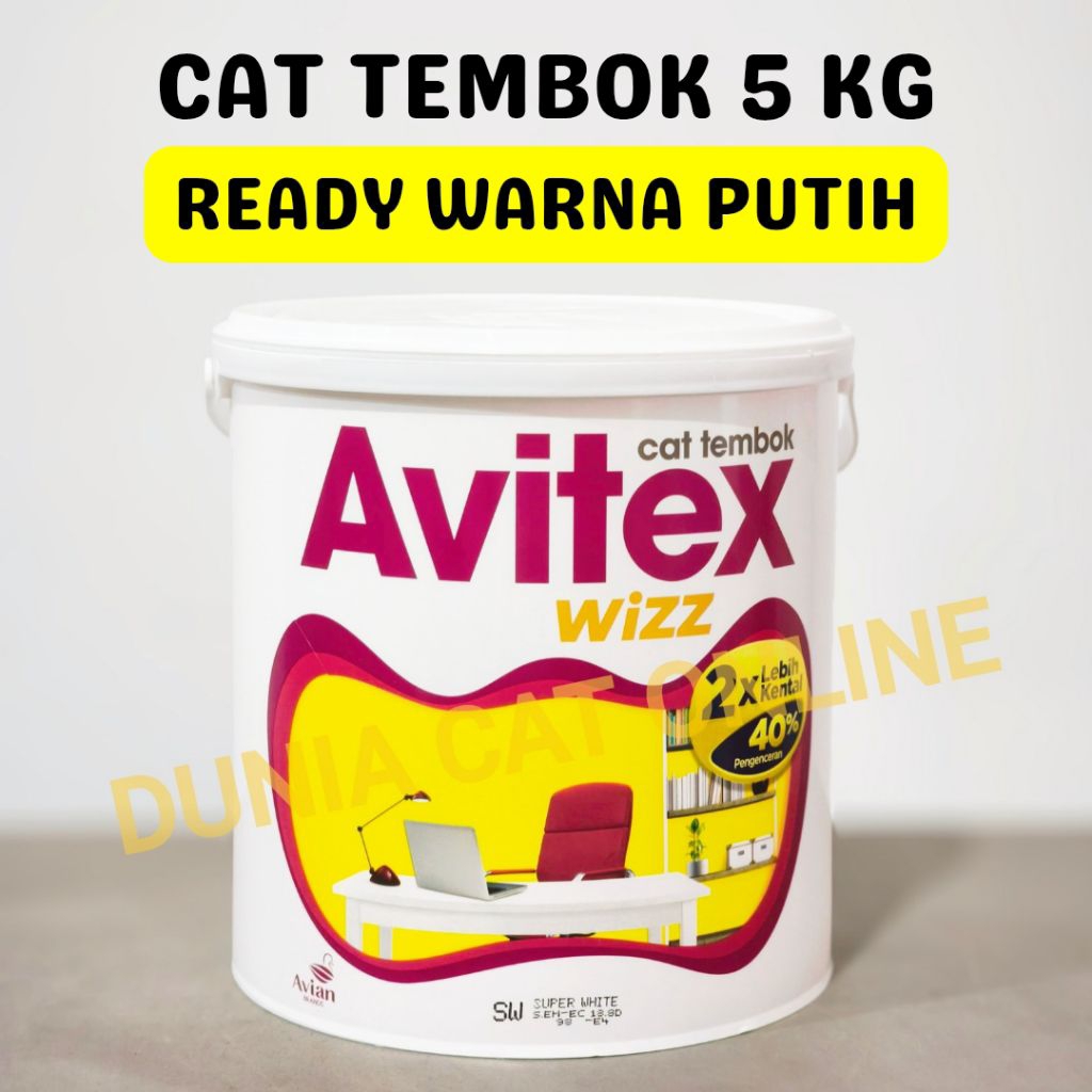 Jual AVITEX WIZZ WARNA PUTIH 5KG CAT TEMBOK 2X LEBIH KENTAL / CAT ...