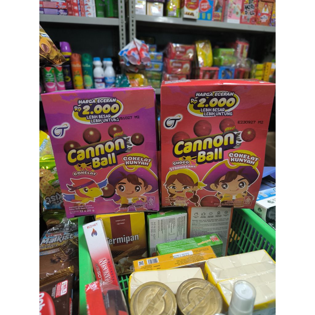 Jual 1 Pak Cannon Ball Permen Coklat Kunyah isi 12 Pcs x 20 Gram ...