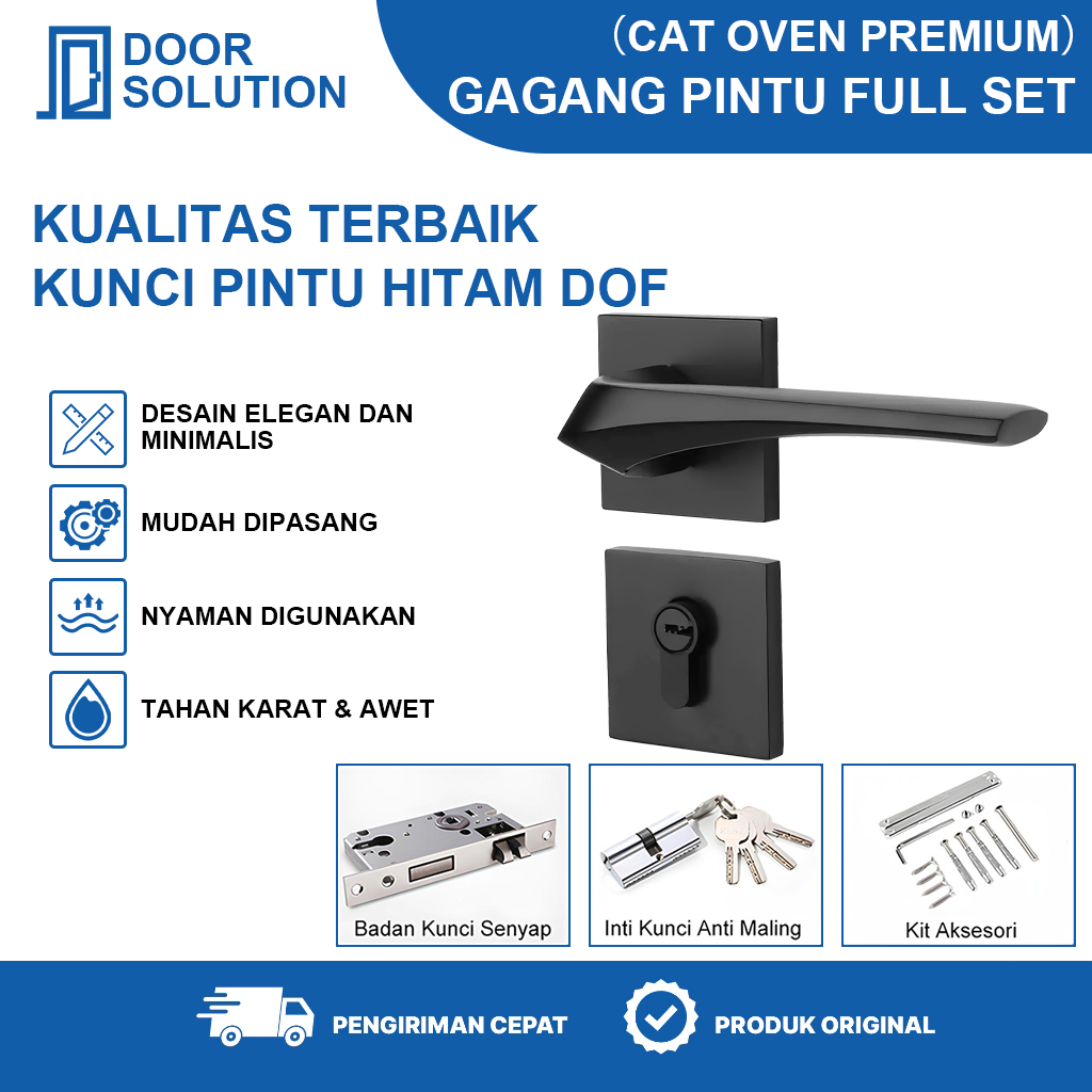 Jual Gagang Pintu Full Set Hitam Dofar - Badan Kunci / Locker Din 24cm ...