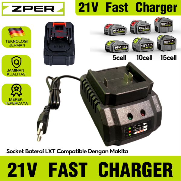 Jual ZPER Charger Makita Lithium Bor 21V Fast Charger Adaptor Casan Cas ...